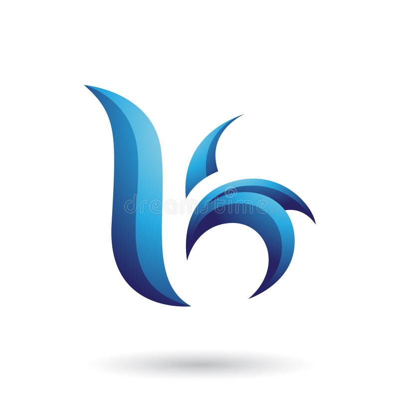 Blue Wavy Leaf Shaped Letter B Stock Illustrations – 5 Blue Wavy Leaf ...