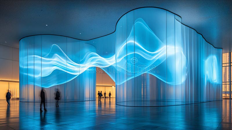 Blue wavy LED screen stock illustration. Illustration of technology ...