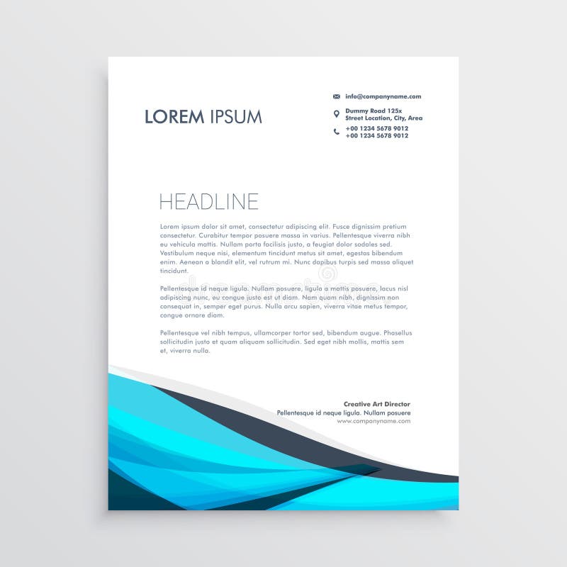 Blue Wavy Letterhead Design Template Stock Vector - Illustration of ...