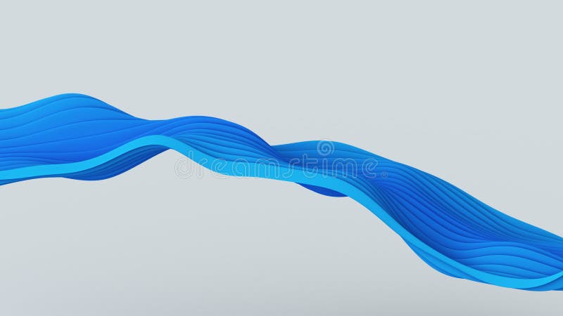 Blue wavy line 3D render stock illustration. Illustration of ribbon ...