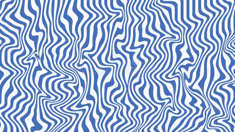 Blue Wavy Lines Abstract Background. Trendy Psychedelic Retro Summer ...