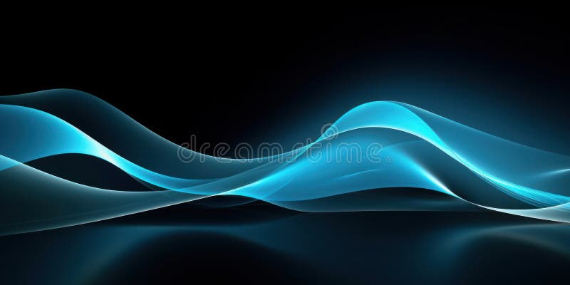 A Blue Wavy Lines on a Black Background Stock Illustration ...