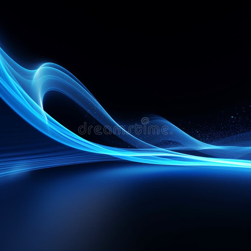 Elegant Blue Wavy Lines Flowing on a Stylish Black Background Abstract ...