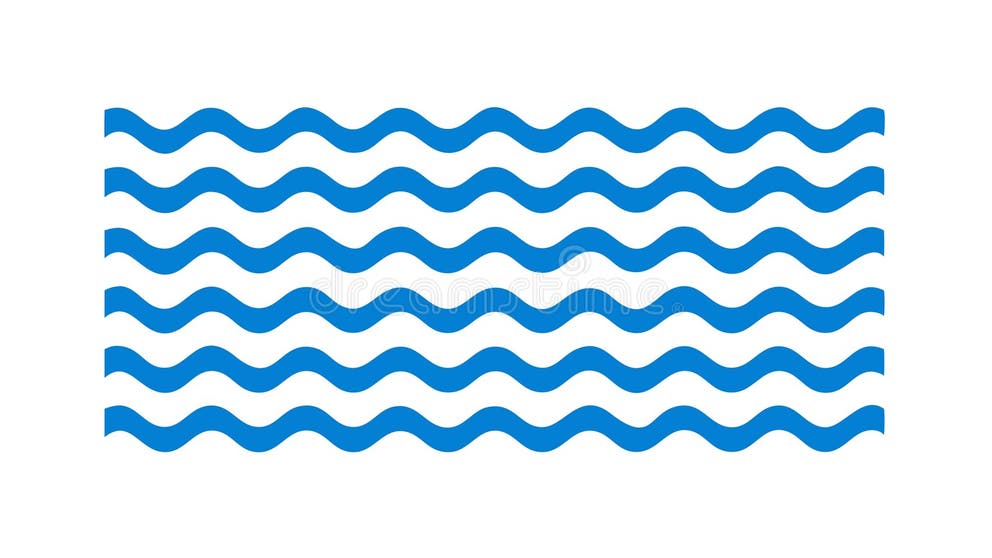 Blue Wavy Lines Pattern, Water and Calmness Design, Vector Design ...