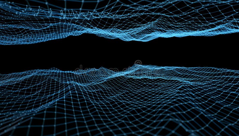 Blue wavy mesh background stock illustration. Illustration of sound ...