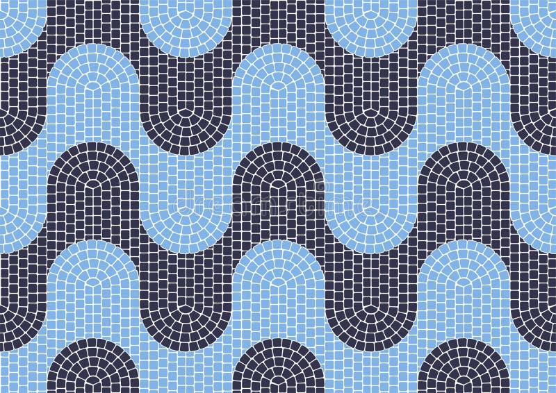 Blue Wavy Mosaic Tile, Seamless Pattern, Portuguese Mosaic Pavement ...