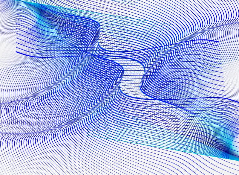 Blue Wavy Repeating Lines are Grouped, Overlapping Each Other and on a ...