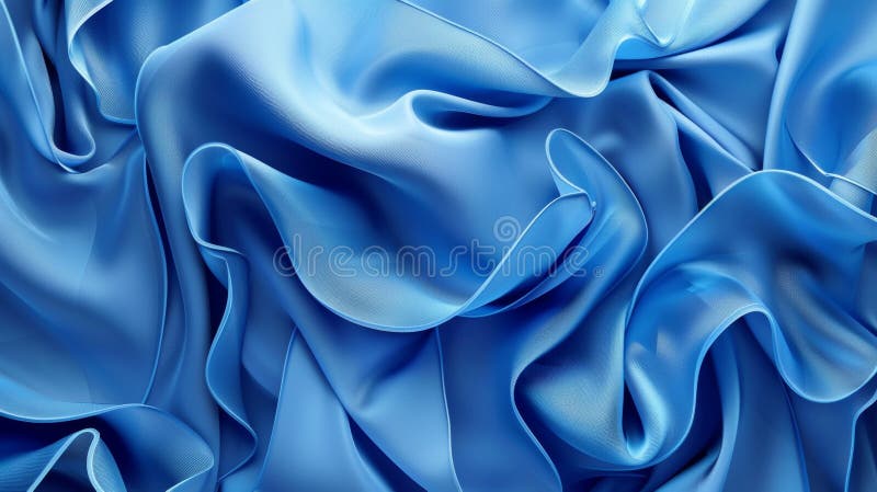 Blue Wavy Ribbon Background in 3D, Folded Cloth Macro in 3D Stock ...