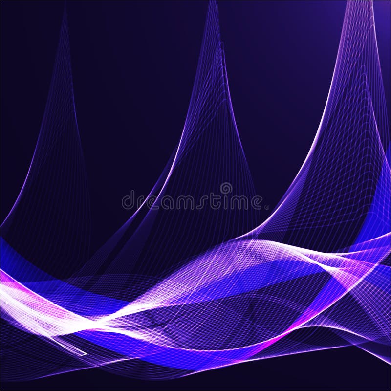 Blue Wavy Ribbon on a Dark Background Stock Vector - Illustration of ...