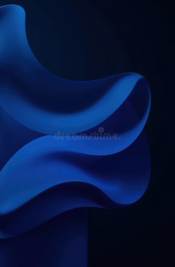 Blue Wavy Shape Flowing on Dark Background: Abstract Vertical Design ...