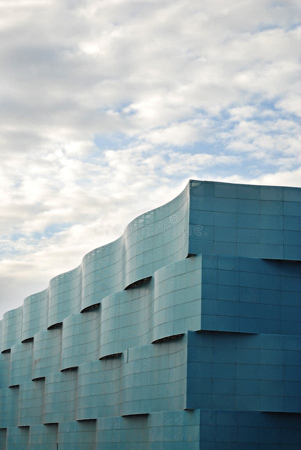 Blue Wavy Steel Clad Building Stock Image - Image of living, apartment ...