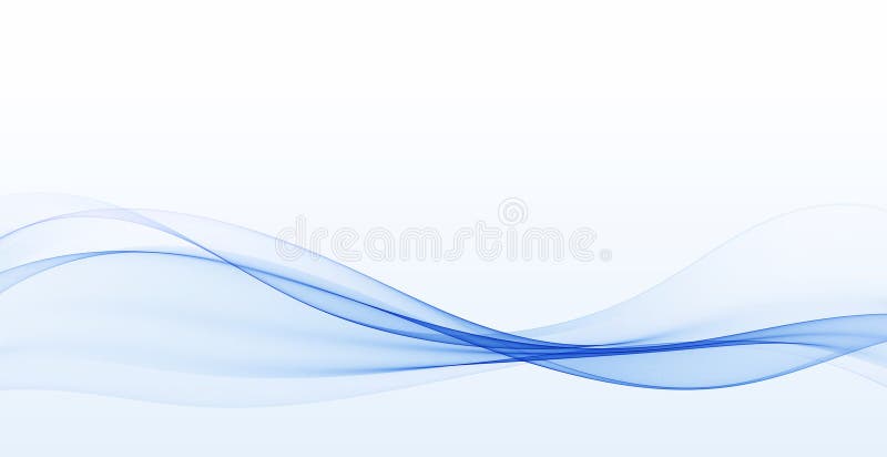 Blue Wavy Stream of Transparent Wave on a White Background. Stock ...