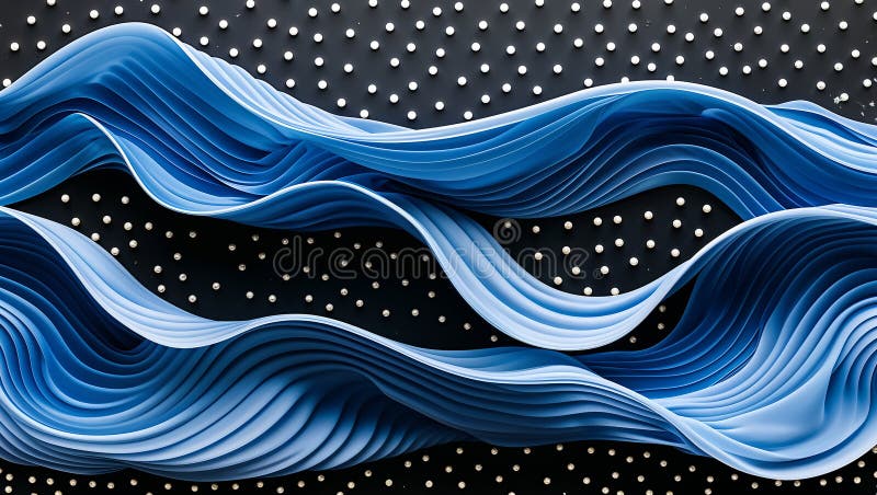 Blue Wavy Stripes Creating a Modern and Abstract Design on a Dotted ...