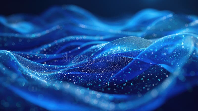 Blue Wavy Surface with Glowing Particles AIG535 Stock Image - Image of ...