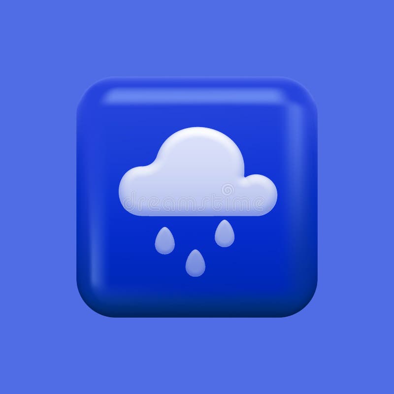 Blue Weather Forecast Icon. Isolated 3D Square Button Stock Vector ...