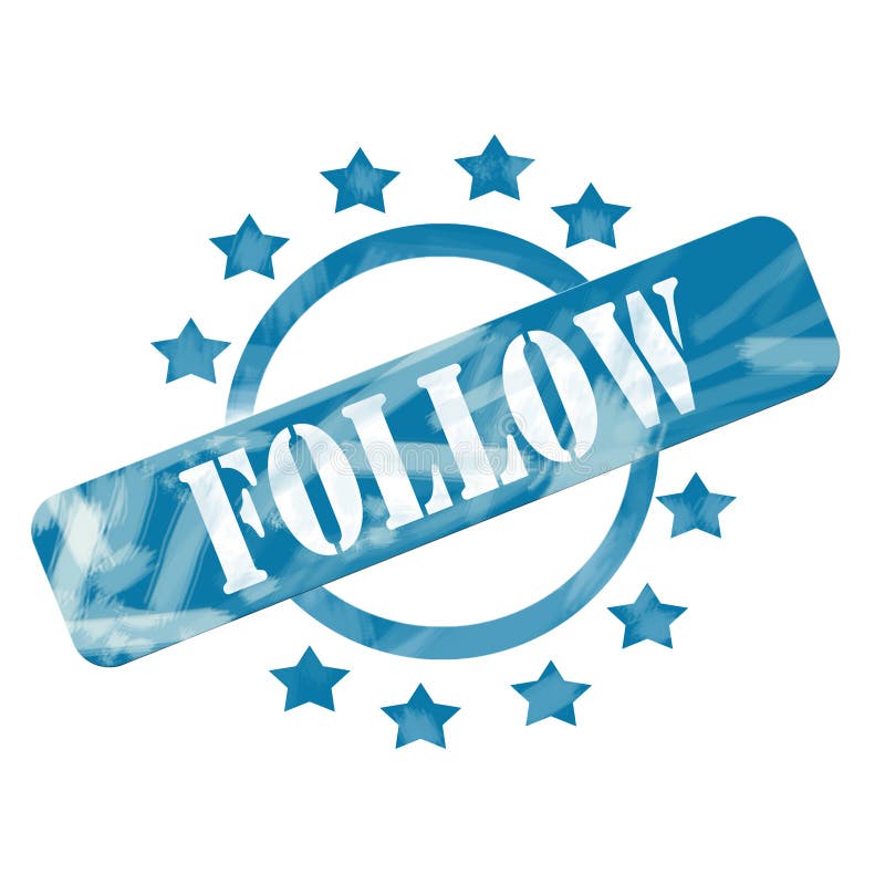 Blue Weathered Follow Stamp Circle Stars Design Stock Illustration ...
