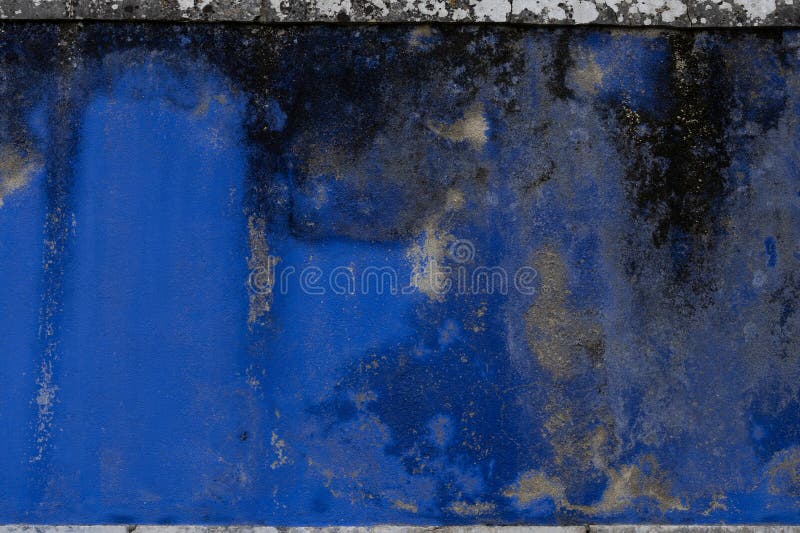 Blue Weathered Moldy Wall with Peeling Off Layers of Paint Stock Photo ...