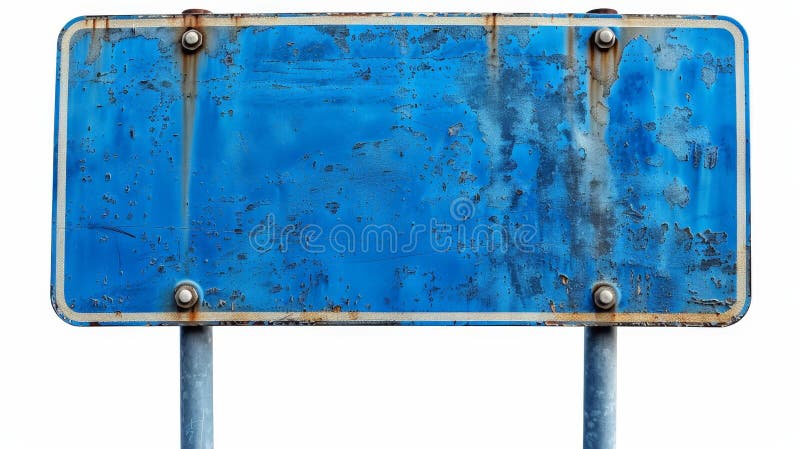 Blue Weathered Sign on Rusty Pole Stock Photo - Image of displaying ...