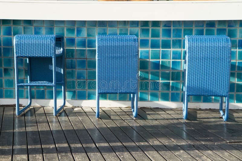 Blue weave stools stock image. Image of cafe, stools - 117999111
