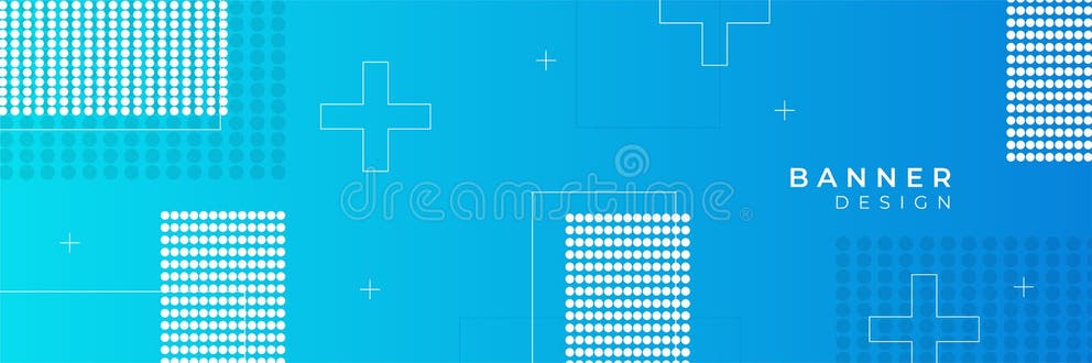 Blue Web Banner with Geometric Background. Horizontal Promotion Banners ...