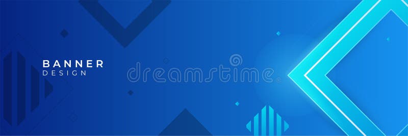 Blue Web Banner with Geometric Background. Horizontal Promotion Banners ...