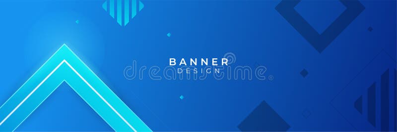 Blue Web Banner with Geometric Background. Horizontal Promotion Banners ...