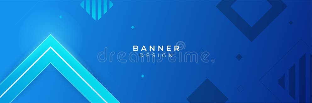 Blue Web Banner with Geometric Background. Horizontal Promotion Banners ...