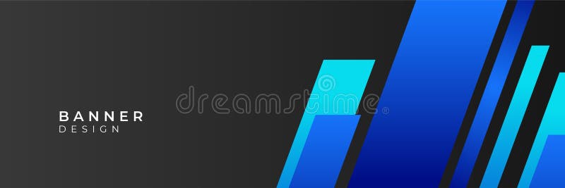 Blue Web Banner with Geometric Background. Horizontal Promotion Banners ...