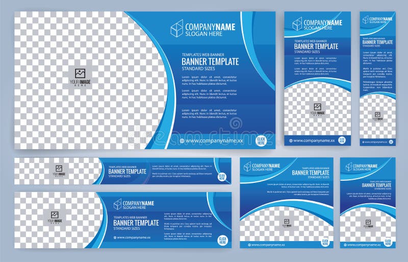 Blue Web banners templates stock vector. Illustration of blue - 129499197