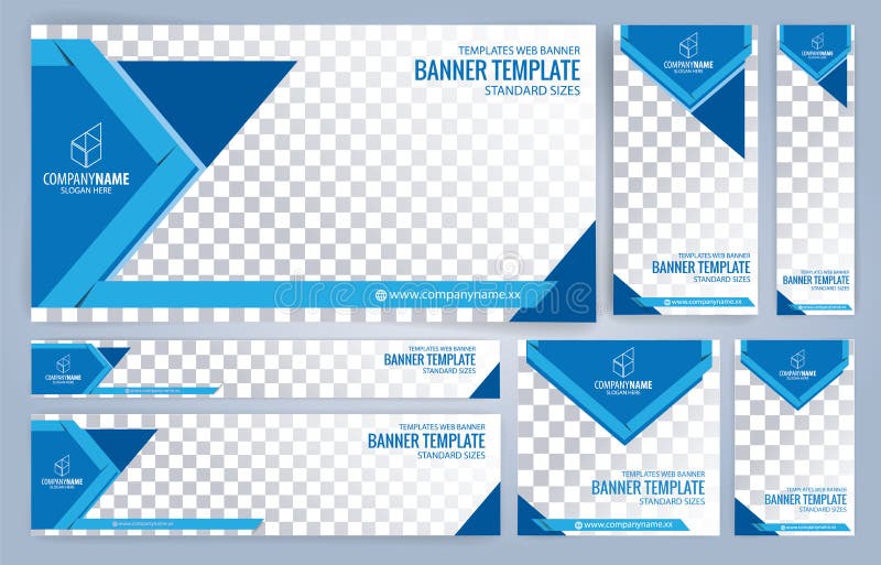 Blue Web banners templates stock vector. Illustration of color - 129499241