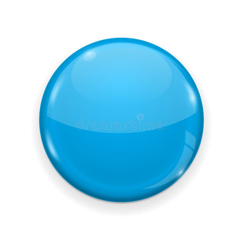 Blue Web Button Isolated on White Background. Round 3d Icon Stock ...