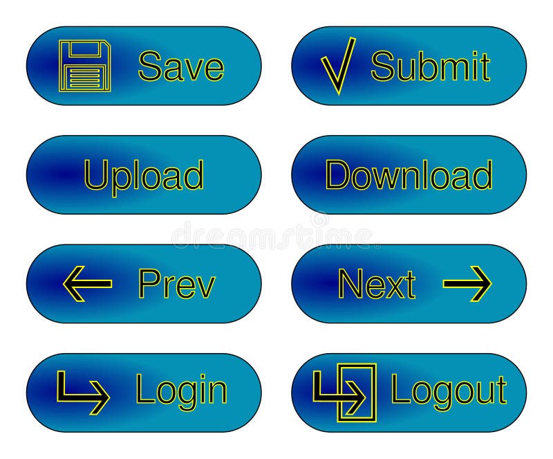 Blue web buttons stock vector. Illustration of logout - 48361936