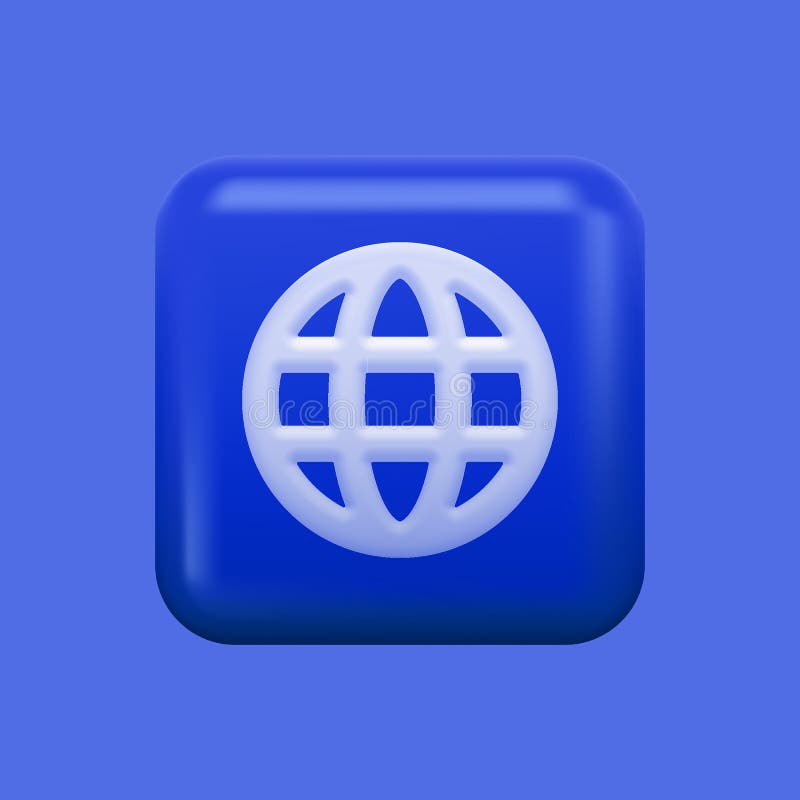 Blue Web Icon. Internet, Network Globe Isolated 3D Button Stock Vector ...
