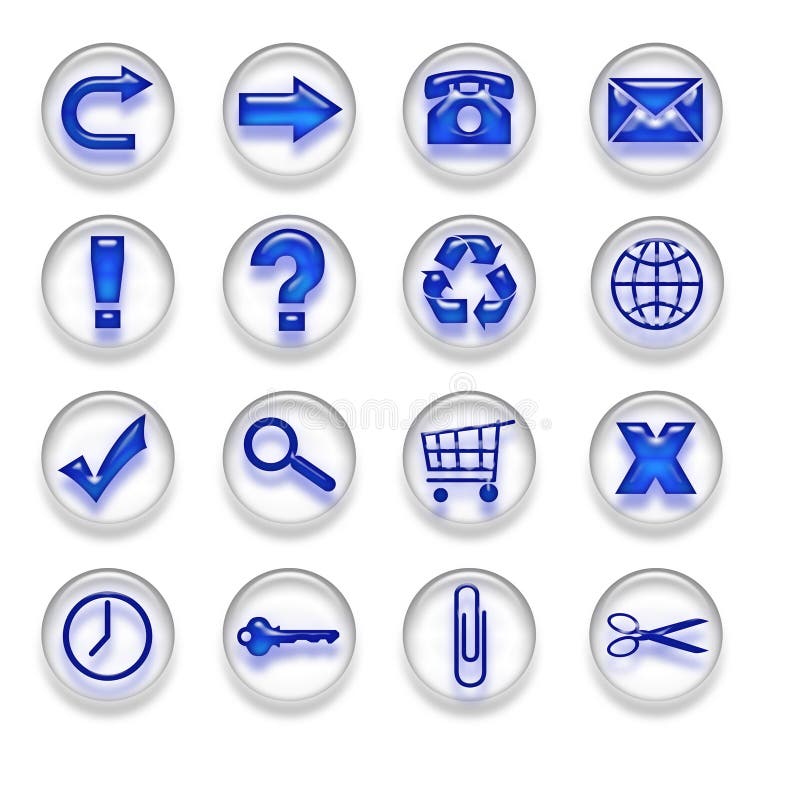 Blue Web Icons Buttons Set Part 1 Stock Image - Illustration of clear ...