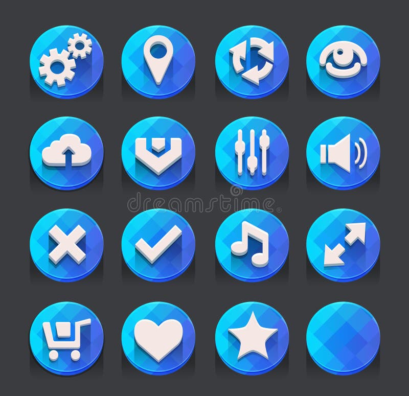 Blue web icons collection stock illustration. Illustration of media ...