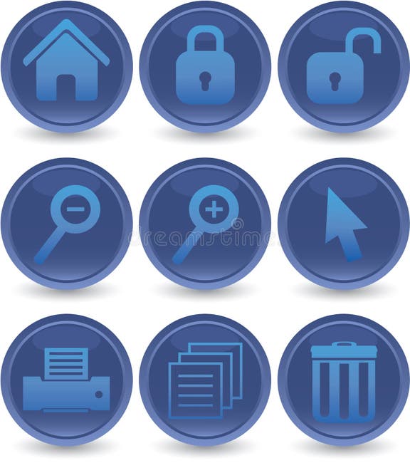 Blue web icons set stock vector. Illustration of internet - 10494344