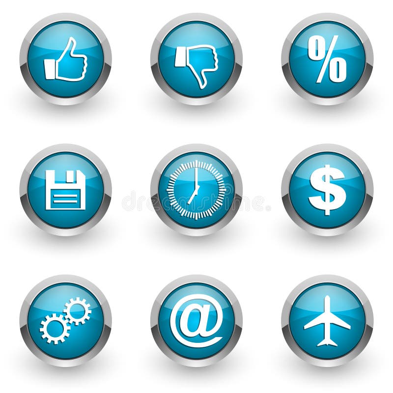 Blue web icons set stock illustration. Illustration of business - 46178631
