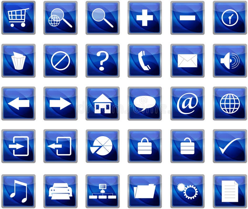 Blue web navigation icons stock vector. Illustration of envelop - 18958827