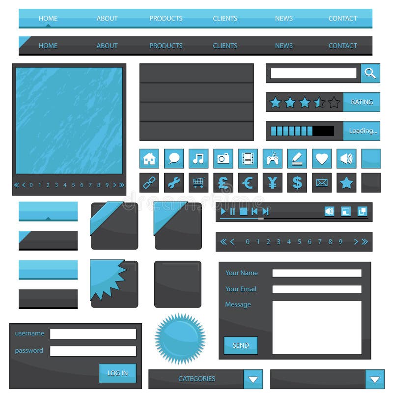 Blue web objects stock vector. Illustration of internet - 15369896