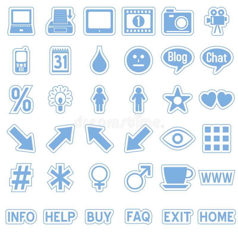 Blue Web Stickers Icons [4] Stock Vector - Illustration of online ...