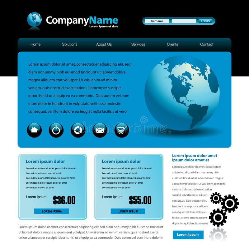 Blue website template stock vector. Illustration of international ...