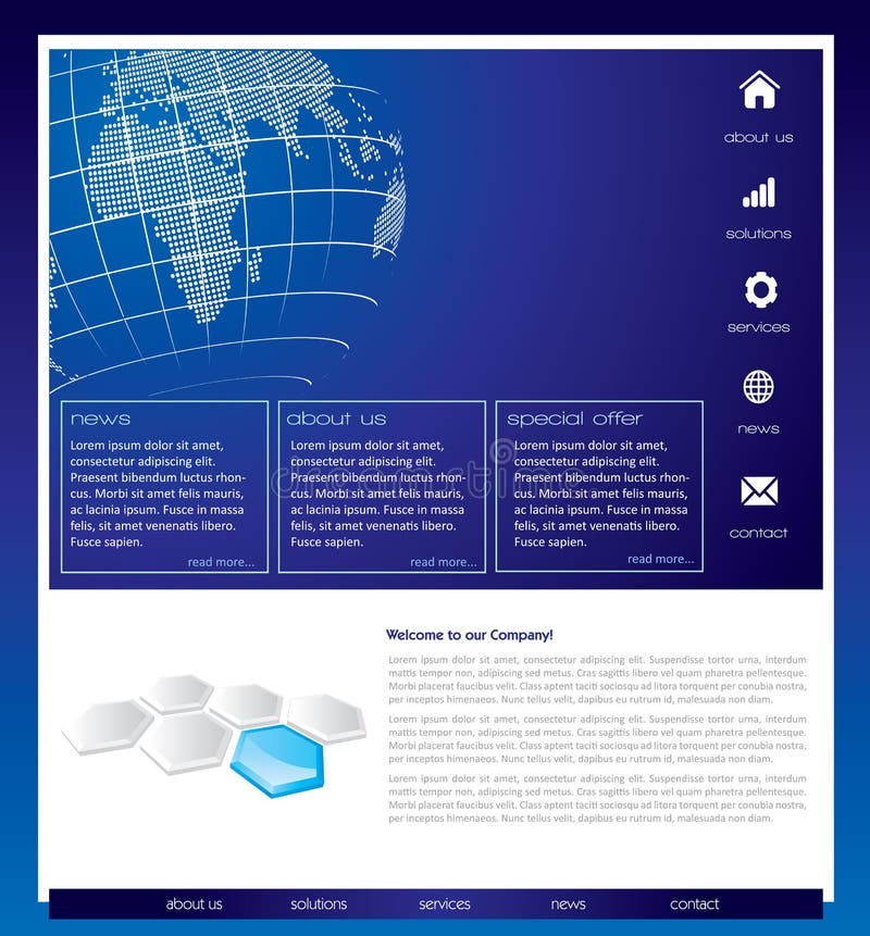 Blue Website Design Elements Stock Vector - Illustration of gradient ...