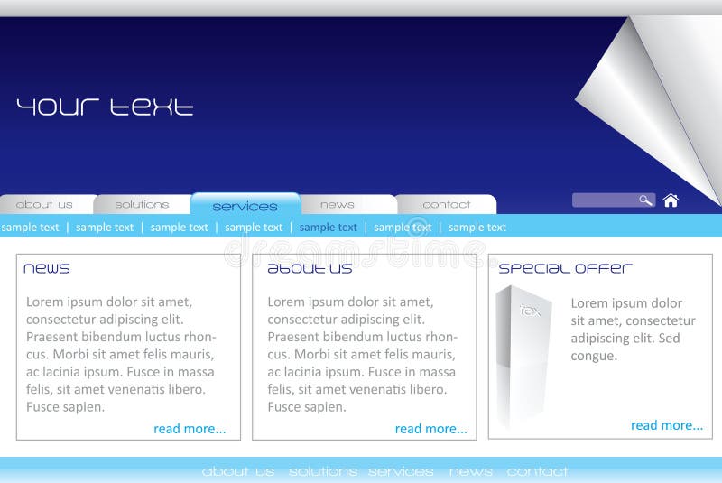 Blue website template stock vector. Illustration of layout - 23199031