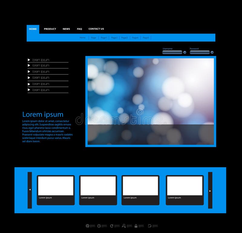 Blue website template stock vector. Illustration of international ...