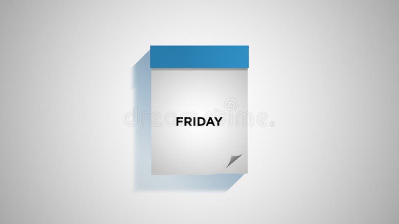 Blue Weekly Calendar Showing Friday on a White Wall Stock Illustration ...
