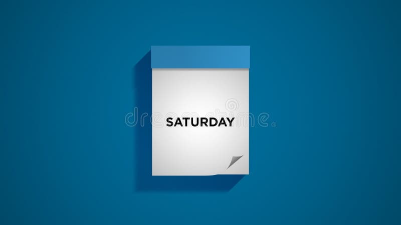 Blue Weekly Calendar Showing Saturday on a White Wall Stock ...