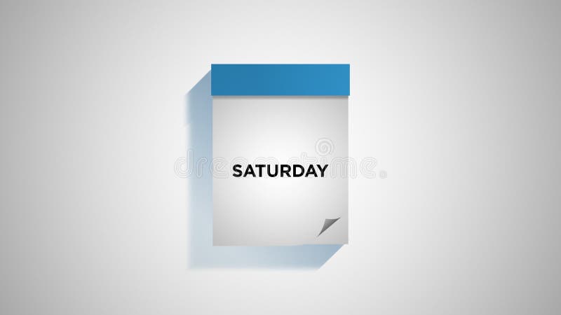 Blue Weekly Calendar Showing Saturday on a White Wall Stock ...