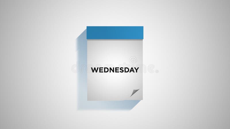 Blue Weekly Calendar Showing Wednesday on a White Wall Stock ...