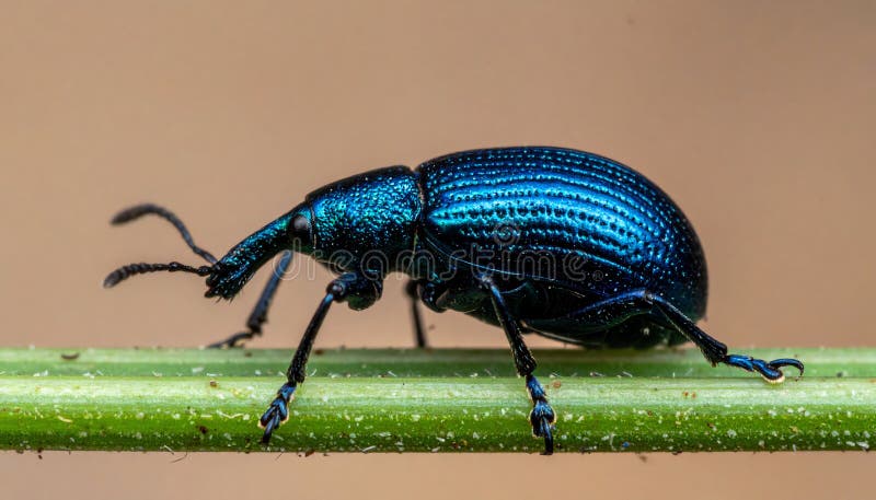 Blue Weevil on a Green Stem Stock Photo - Image of leaf, wild: 391975932