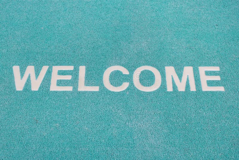 Blue Welcome Carpet, Welcome Doormat Carpet Stock Image - Image of ...